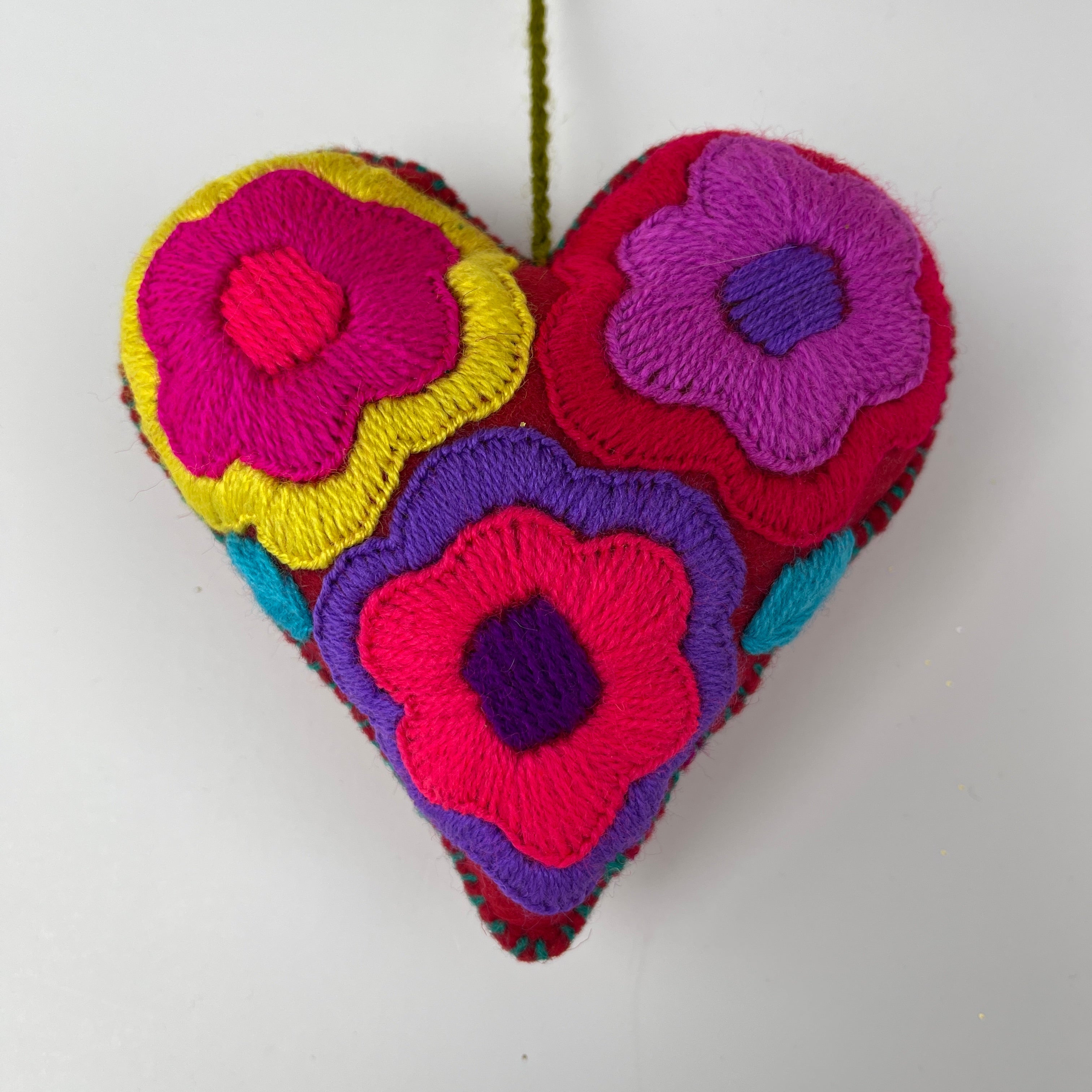 Secret Message Felted Heart -LARGE 4 1/2 inch - Embroidered w/hidden p ...
