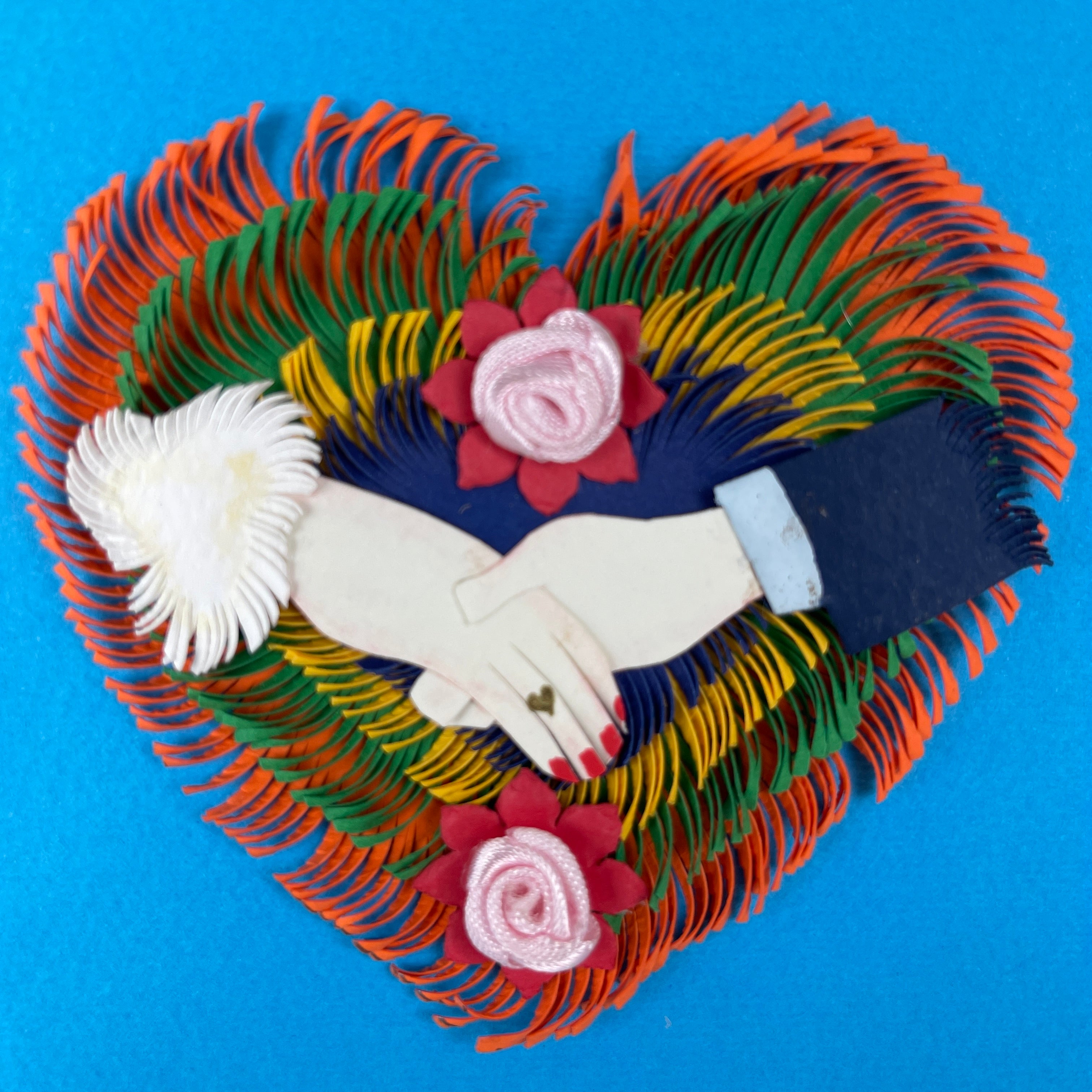 Holding Hands - Fringed Heart Card | Mexican Sugar Skull
