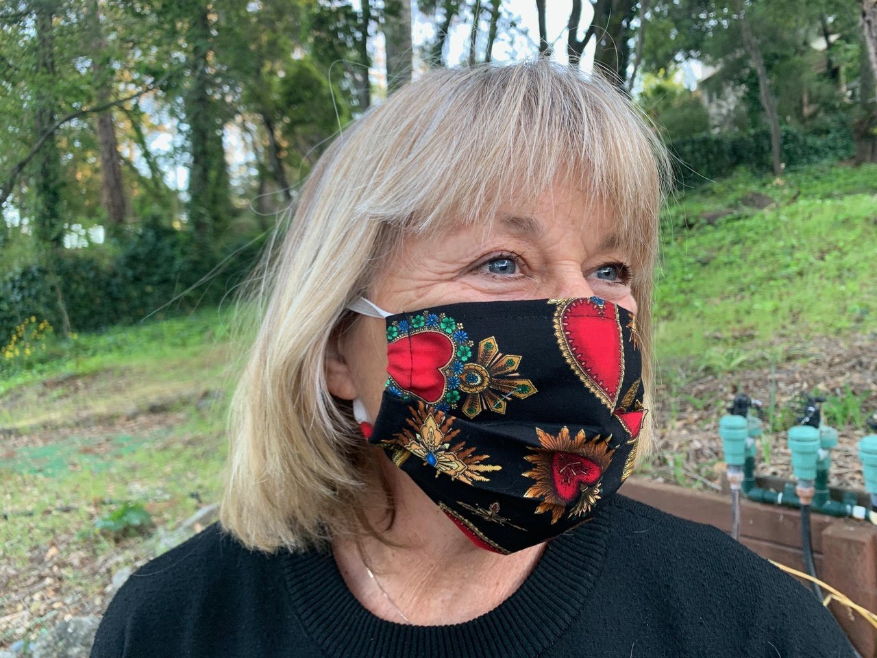 Flaming Red Passion Heart Mask | Mexican Sugar Skull