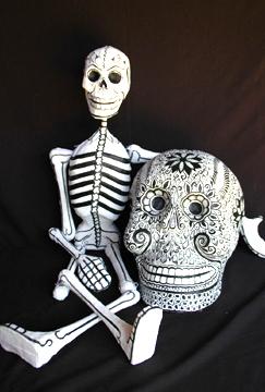 "Skully" Dangling Papier Mache Skeleton - 4 Foot | Mexican Sugar Skull